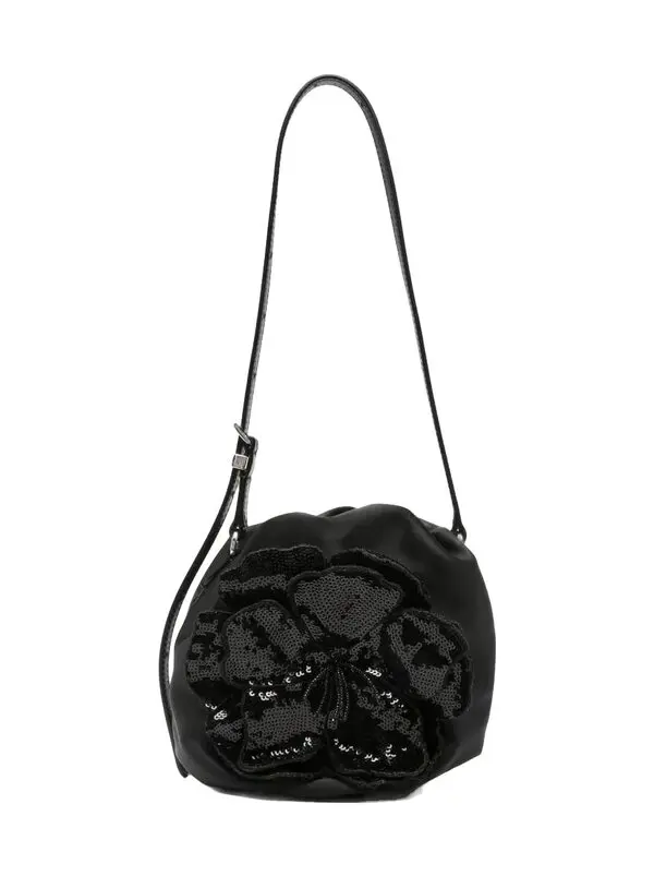 ROTATE BY BIRGER CHRISTENSEN Flower Bon Bon Sequin-embellished Bucket Bag - Black