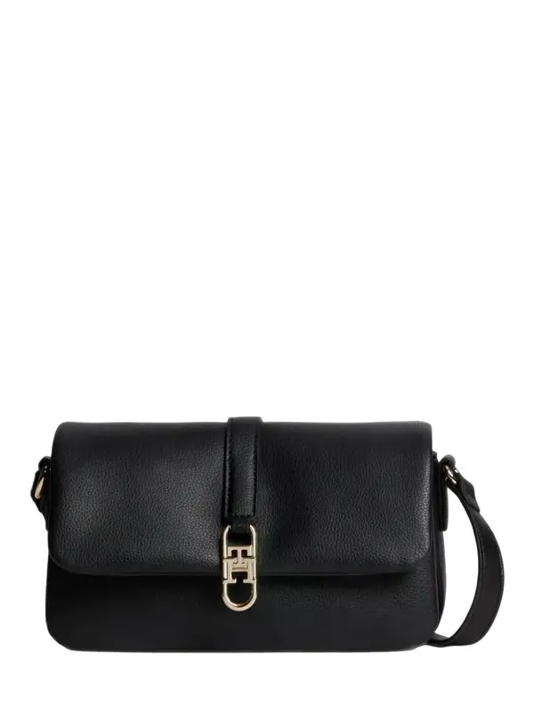 Tommy Hilfiger Libre Logo-plaque Pebbled-texture Shoulder Bag - Black