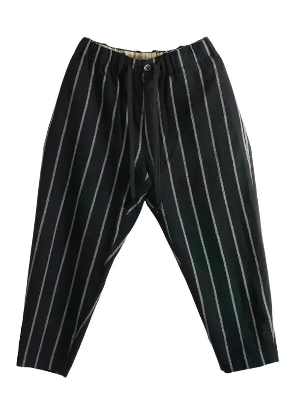 UMA WANG Vertical-stripe Drawstring Trousers - Black