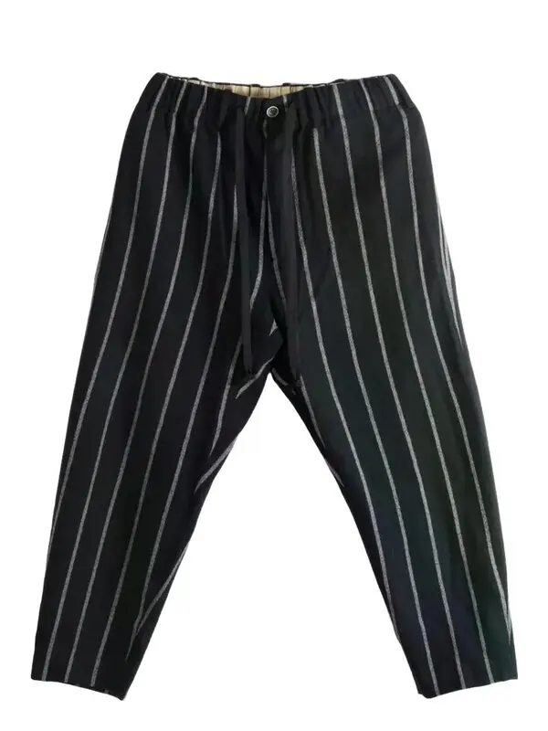 UMA WANG Vertical-stripe Drawstring Trousers - Black