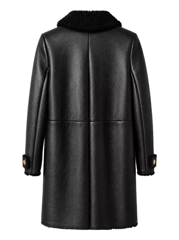 Miu Miu Shearling-trim Double-breasted Coat - Black