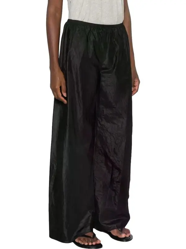 THE ROW Crinkled Wide-leg Trousers - Black