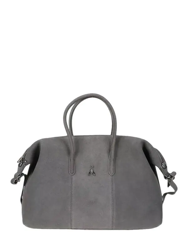 Patrizia Pepe Suede-finish Logo-plaque Tote Bag - Grey
