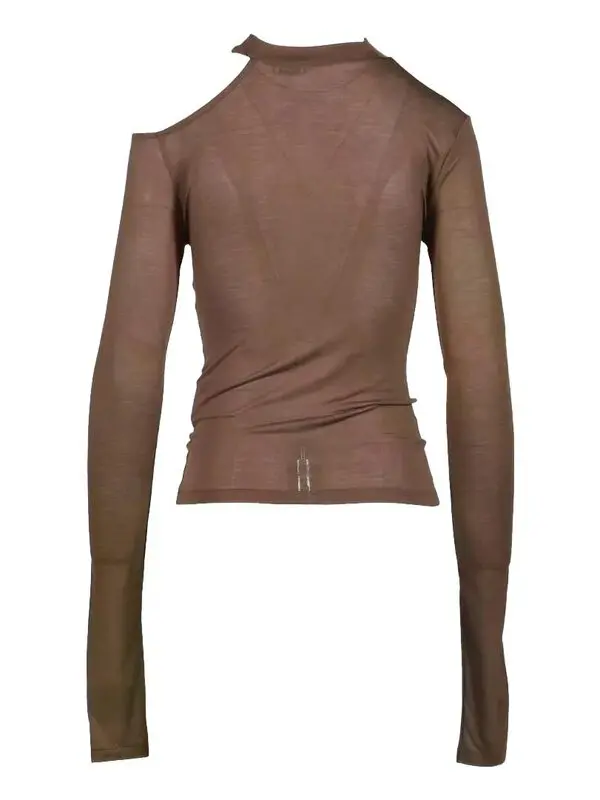 VIVAMUS Gathered Cold-shoulder Top - Brown