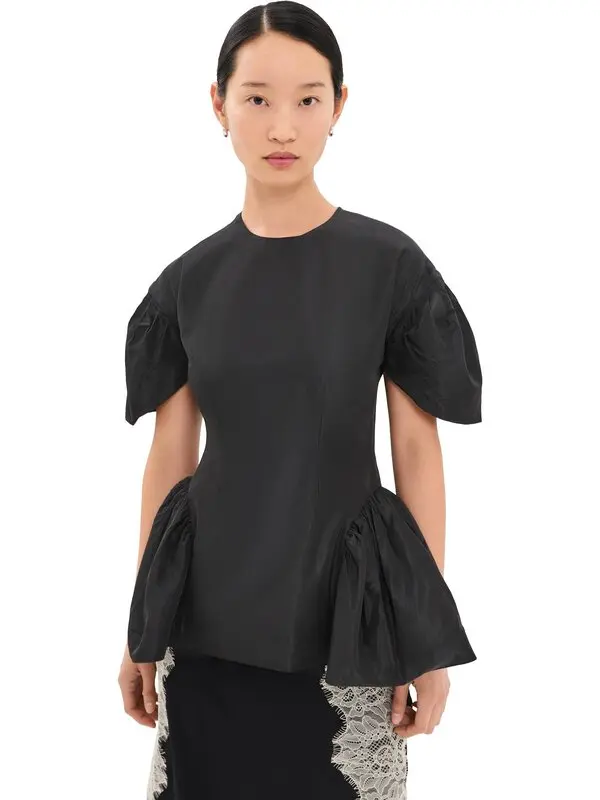 Simone Rocha Sculpted Peplum Top - Black