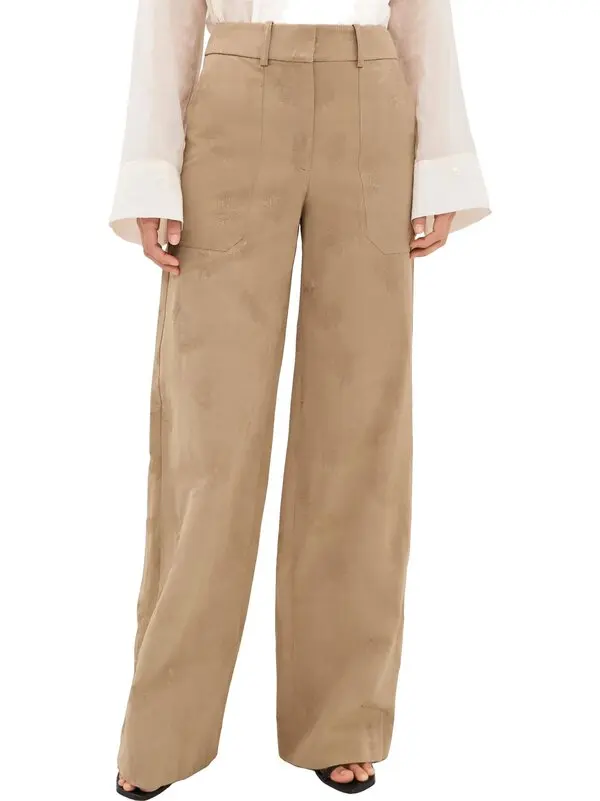 Veronica Beard Cole Wide Leg Trousers - Sand