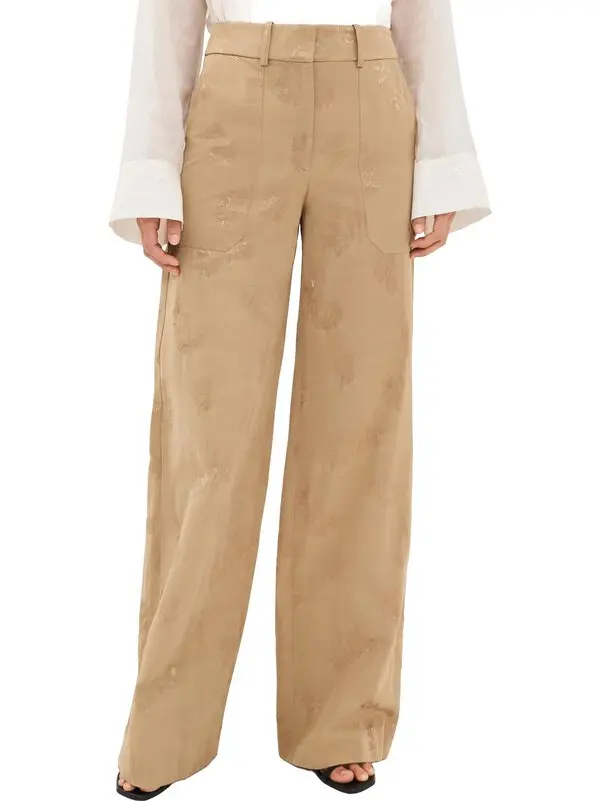 Veronica Beard Cole Wide Leg Trousers - Sand