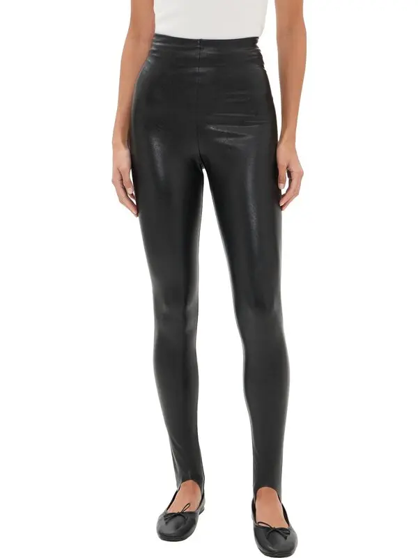 Commando Faux Leather Stirrup Leggings - Black