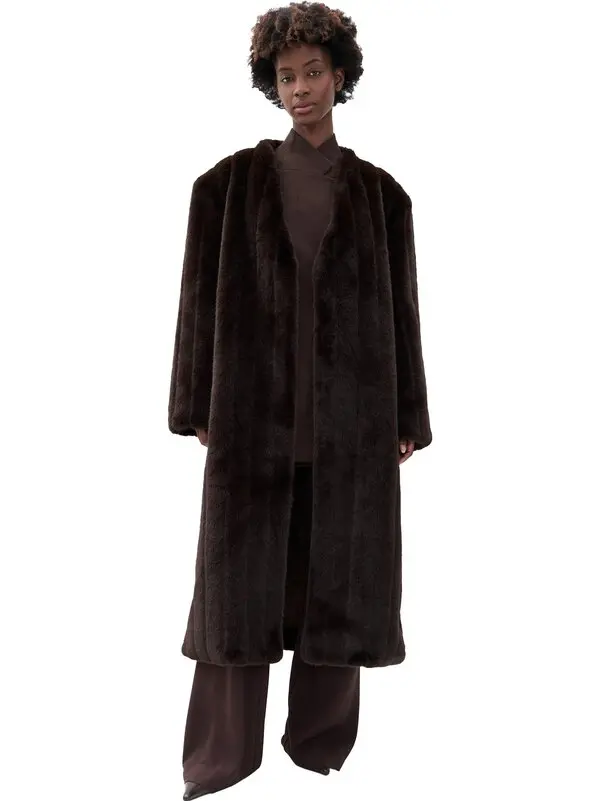 Source Unknown Dhanila Faux Fur Coat - Brown