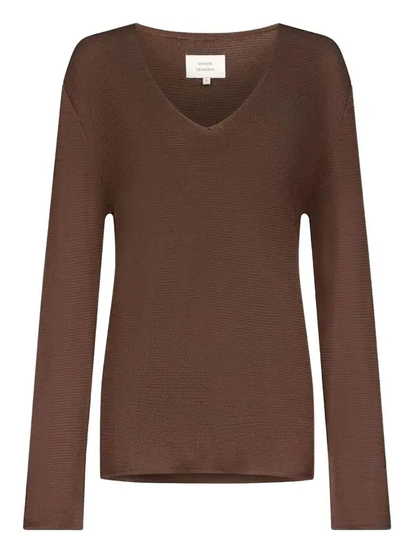Loulou De Saison Saya V-neck Jumper - Brown