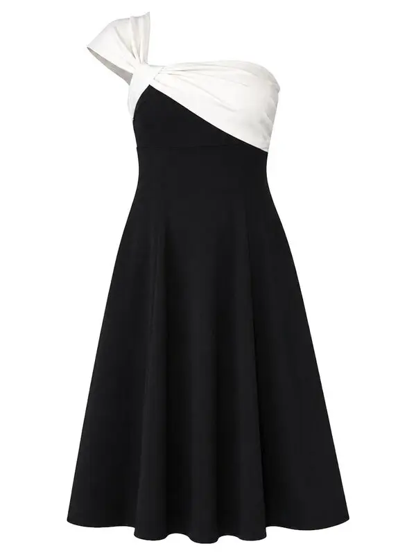 GIRL IN MIND Valerie One Shoulder Midi Dress - Black