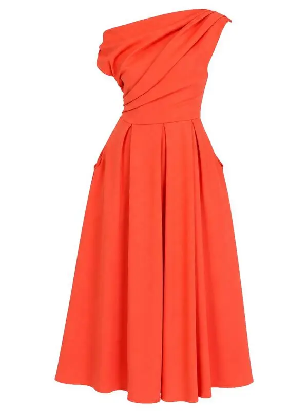 GIRL IN MIND Betty Asymmetric Midi Dress Corall - Orange