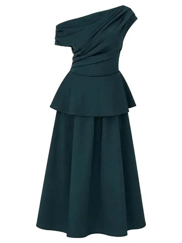 GIRL IN MIND Connie Peplum Midi Dress - Green