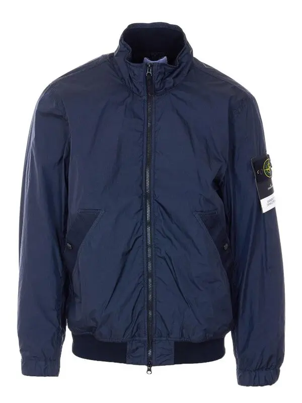 Stone Island Logo Garment Dyed Jacket - Blue