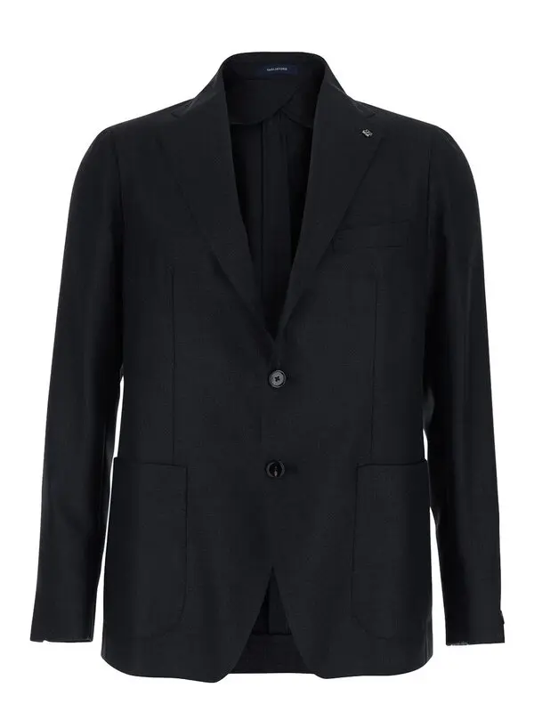 Tagliatore Montecarlo' Grey Single-breasted Jacket With Front Button Closure In Wool And Silk Blend For - Gray