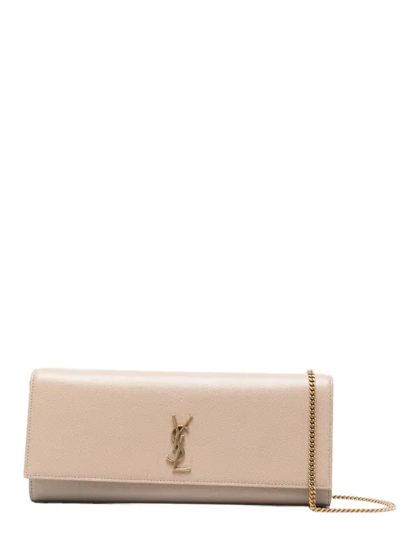 Saint Laurent Calf Leather Clutch Bag - Cream
