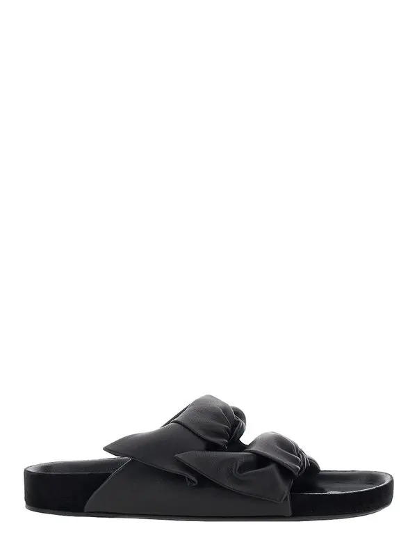 Isabel Marant Étoile Lennyo' Black Slip-on Sandals With Bow Details In Leather - Multicolor