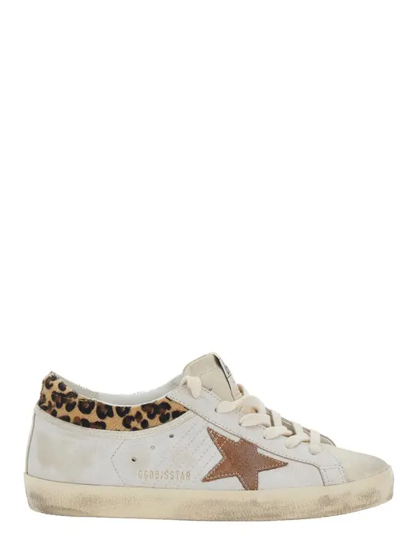 GOLDEN GOOSE Sneaker 'super Star' Low Top With Star Patch On The Side And Animal Print On The Back In White Leather For - Multicolor