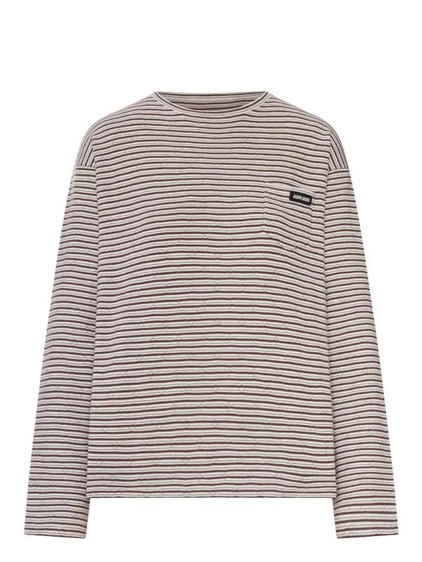 Miu Miu Striped Cotton And Cashmere Blend Long Sleeve T-shirt - Multicolor
