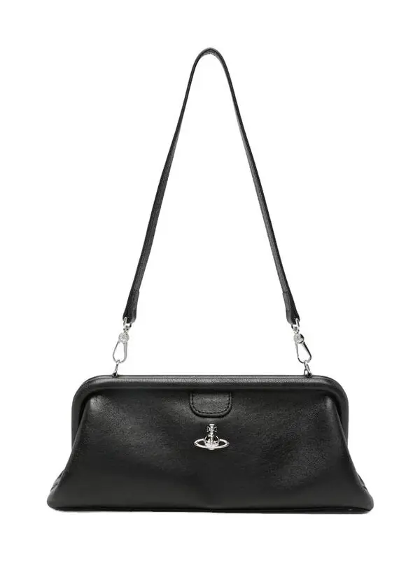 VIVIENNE WESTWOOD Sheep Skin Tote Bag With Silver-tone Orb Plaque - Black