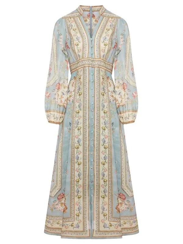 Zimmermann Roselight Plunge Midi Dress - Multicolor