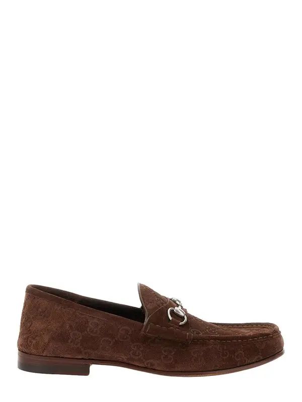 Gucci Horsebit 1953' Brown Loafers With Horsebit In Gg Canvas - Multicolor