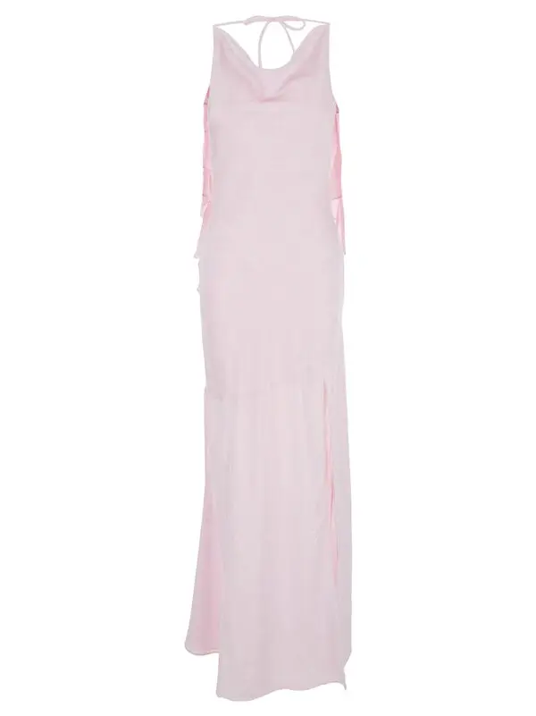 ROTATE BY BIRGER CHRISTENSEN Long Dress 'rosa' With Back Opening And Draped Details In Pink Fabric For - Multicolor