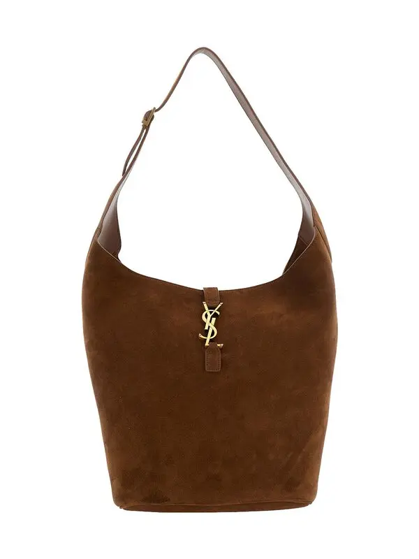 Saint Laurent Le 5 À 7' Brown Shoulder Bag With Hook Closure With Cassandre In Soft Leather - Multicolor