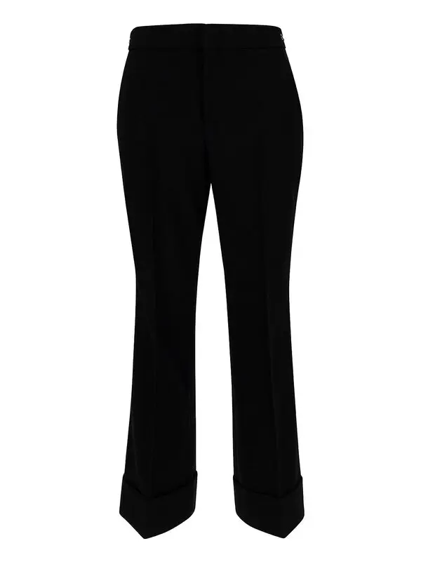 Gucci Black Slim Pants With Web Detail In Wool - Multicolor