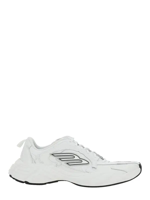 Balenciaga Monday' White Low Top Sneakers With Logo Detail And Embossed The Rear In Leather And Fabric - Multicolor