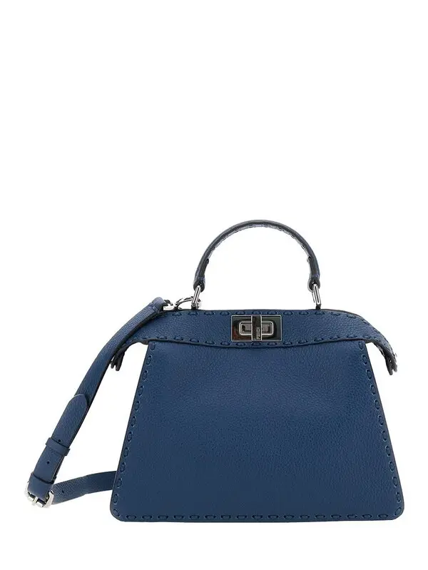 Fendi Peekaboo Iseeu Small' Blue Handbag With Shoulder Strap In Leather - Multicolor