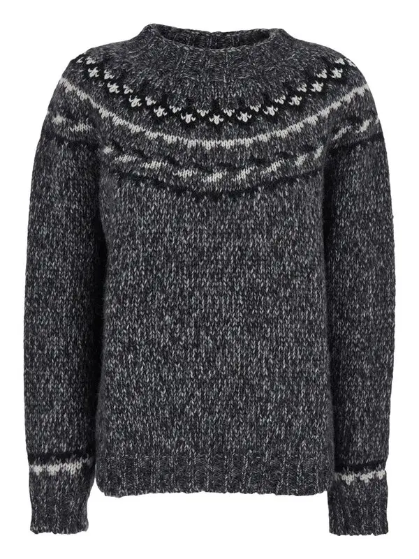 P.a.r.o.s.h Grey Crewneck Sweater In Wool Blend - Multicolor
