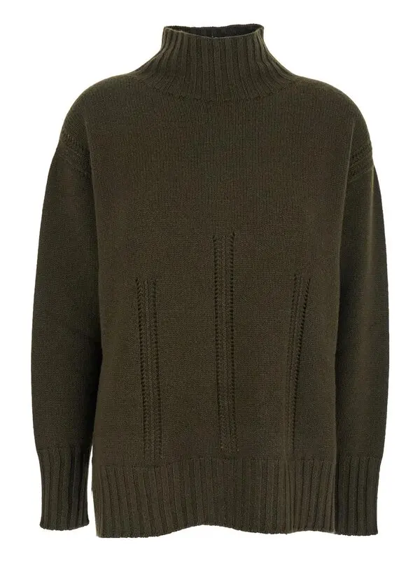 TOM FORD Brown Sweater With Mock Neck And Dropped Shoulders In Cashmere And Cotton Blend - Multicolor