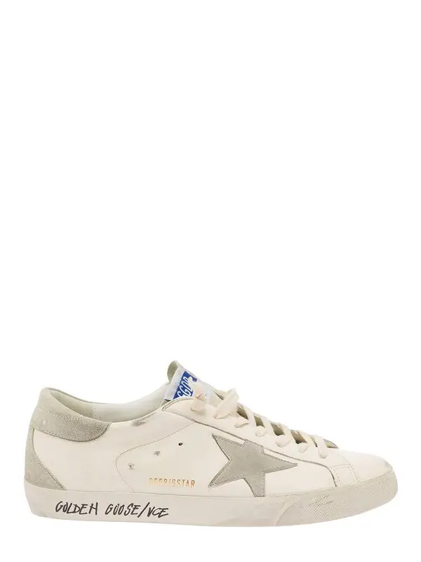 GOLDEN GOOSE Low Sneakers 'superstar' Vintage Effect With Gray Pull-tab In White Leather - Cream