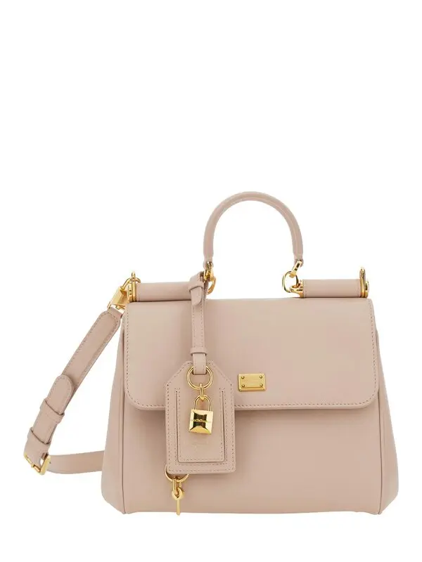 Dolce & Gabbana My Sicily' Small Handbag With Padlock Detail In Leather For - Pink