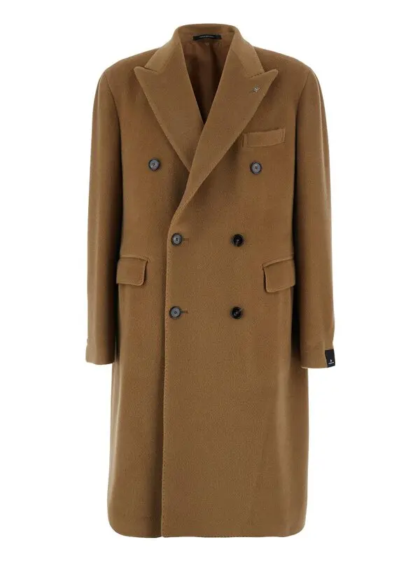 Tagliatore Beige Double-breasted Coat With Peak Revers And Rear Single Vent In Wool - Cream