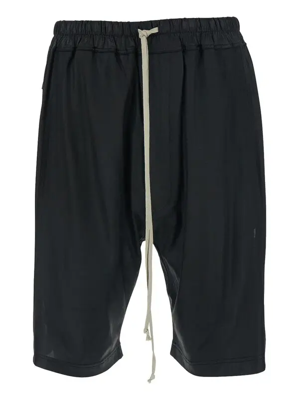 Rick Owens Shorts With Elasticated Waist And Drawstring In Tech Fabric For - Black