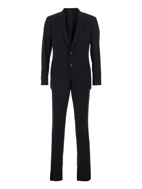 Giorgio Armani Black Single-breasted Suit With Notched Revers In Wool - Multicolor