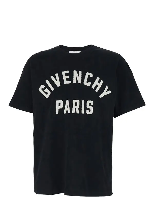 Givenchy T-shirt With Maxi Logo Lettering On The Front In Cotton For - Black