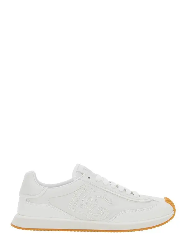 Dolce & Gabbana Low Top Sneakers With Logo Patch On The Tongue And Side In Leather For - White
