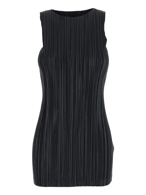 Phoebe Philo Razor Pleat Tank Black With Pleated Details In Tech Fabric - Multicolor