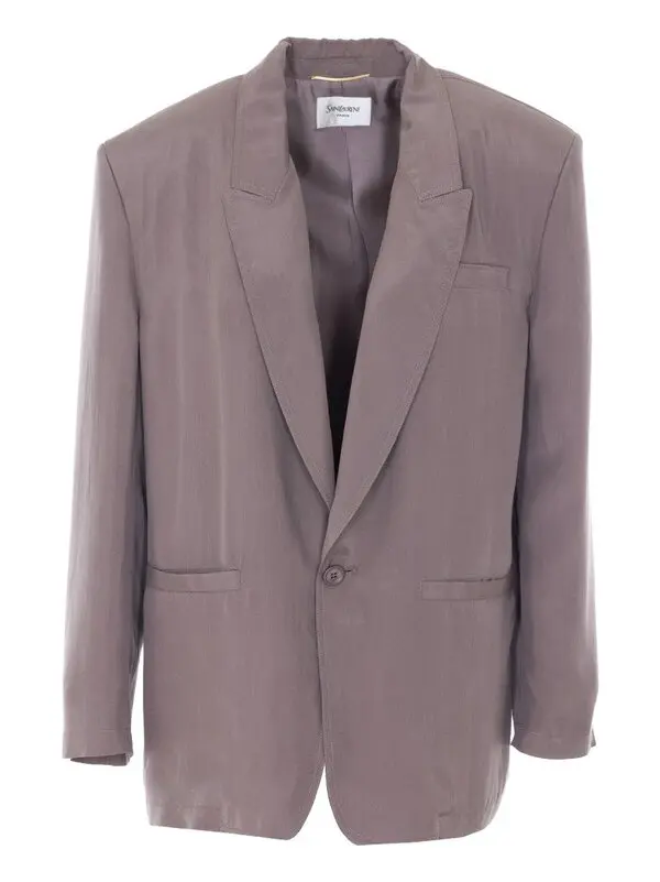 Saint Laurent Habotai Silk Jacket - Gray