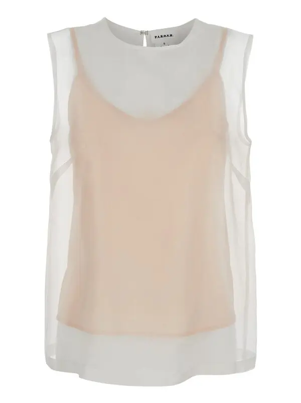 P.a.r.o.s.h White Silk Blouse With Semi-transparent Design For - Multicolor