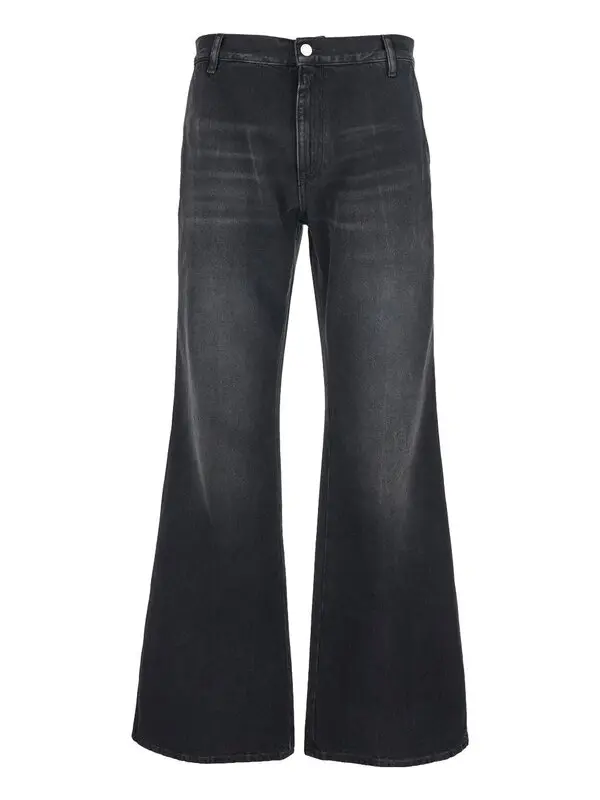 Amiri Black Jeans With Wide Leg And Logo Patch On The Back In Denim For - Multicolor