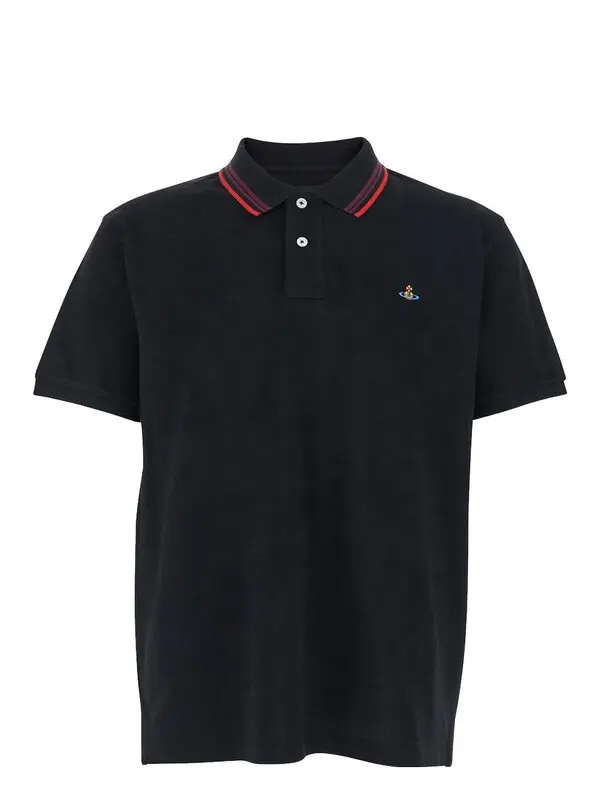 VIVIENNE WESTWOOD Polo With Logo Detail On The Front In Cotton - Black