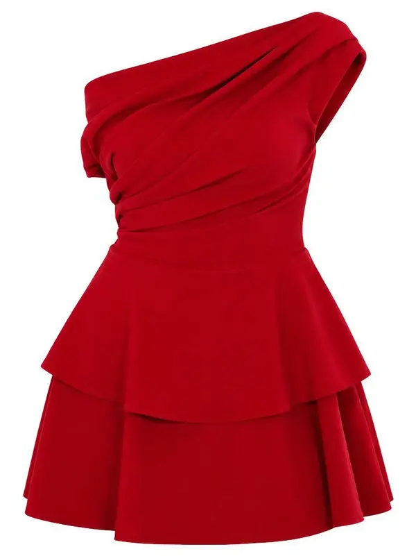 GIRL IN MIND Pippa Double Frill Mini Dress - Red