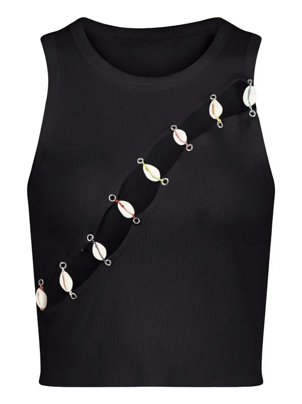 ÚCHÈ Cowrie Embellished Tank Top - Black