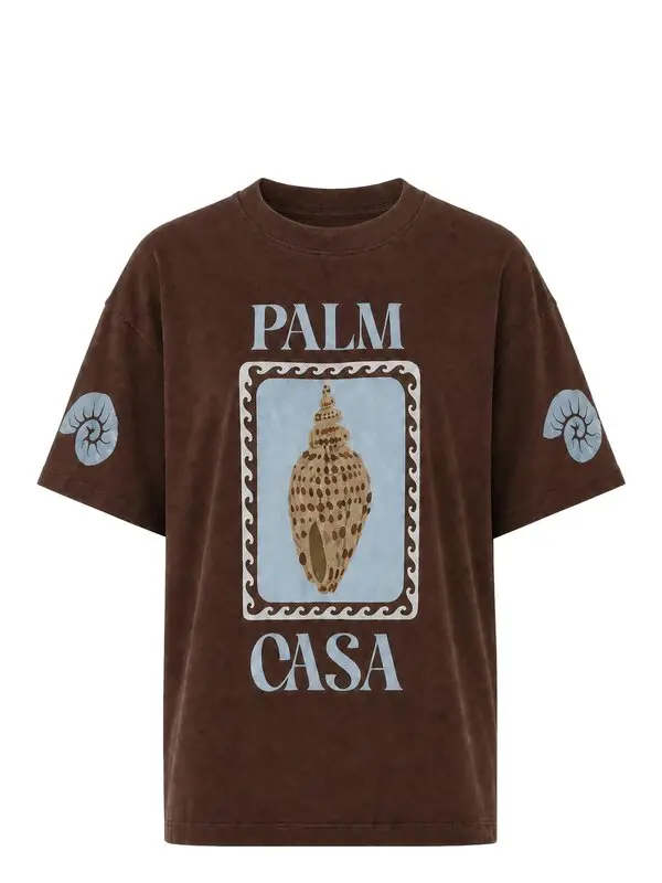 PALM COLLECTIVE Cockel Shell Printed Cotton T-shirt - Brown