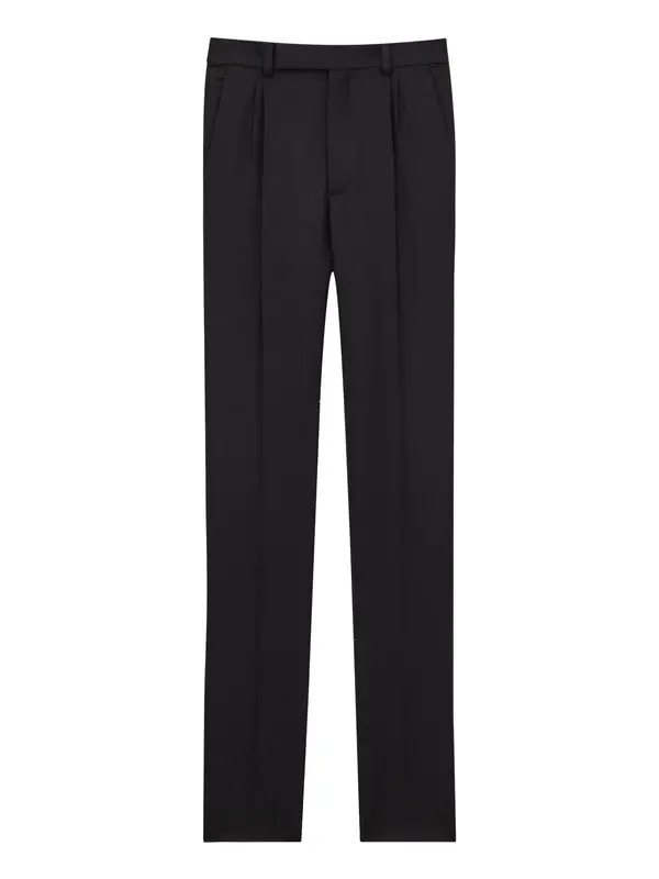 Saint Laurent Tapered Pants In Brushed Wool Flannel - Noir