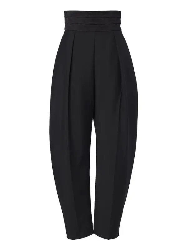 RÓHE Pleated Wool And Mohair Barrel-leg Pants - Black